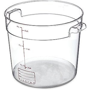 Carlisle FoodService Products Storplus Round Food Storage Container with Stackable Design for Catering, Buffets, Restaurants, Polycarbonate (Pc), 6 Quart, Clear, (Pack of 12)