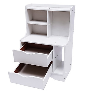 Nightstand with 2 Drawers, End Side Table with Open Shelf, Modern Storage Bedside Table for Small Spaces, Cabinet Organizer for Bedroom, Living Room, White