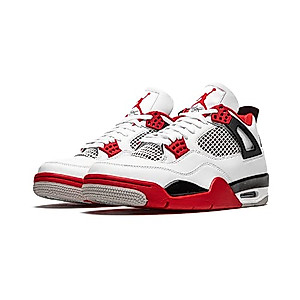Nike Men's Air Jordan 4 Retro Fire Red 2020", White/Fire Red/Black/Tech Grey, 13