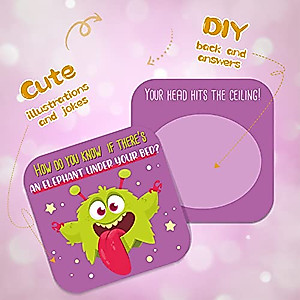 80 Pcs Joke Cards for Lunchbox Kids Cute Lunchbox Notes Inspirational Classroom Affirmations Lunch Cards Puns Cards for Teacher Kids Student Party Mini Notes Postcards (Monster Style)
