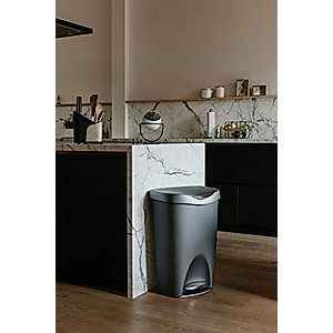 Umbra Brim 13 Gallon Trash Can with Lid - Large Kitchen Garbage Can with Stainless Steel Foot Pedal, Stylish and Durable, Silver/Nickel