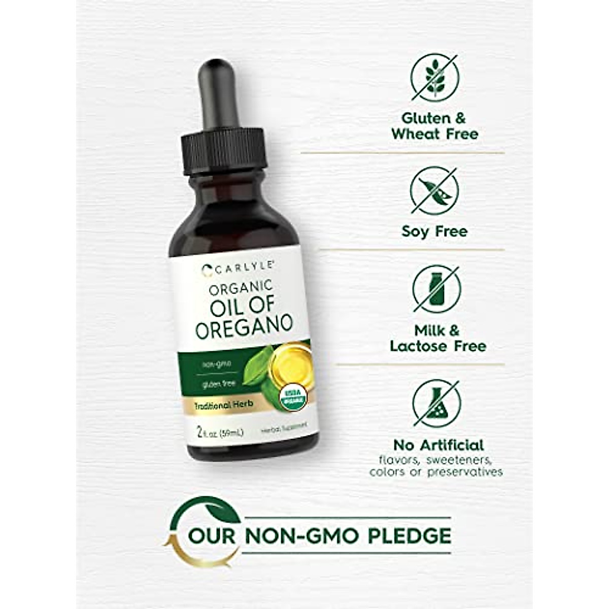 Carlyle Organic Oil of Oregano | 2 fl oz Liquid | Vegan, USDA Certified | Non-GMO, Gluten Free Drops