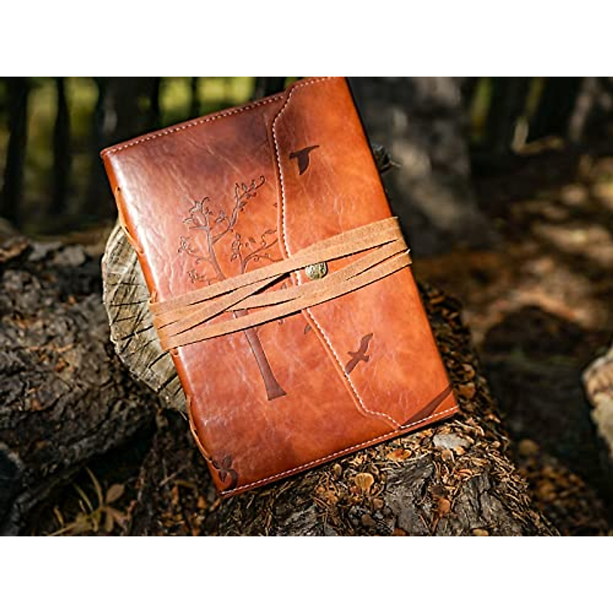 VALERY Vegan Leather Bound Journal – Slim A5 Lined Journals for Women and Men – Refillable Brown Writing Journal Notebook for Writers - Personalized Writing Gift Journal for Teachers Vegetarians