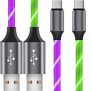 Light UP USB-C Charger Cable,USB A to Type C Charging Cord Fast Charge for Samsung Galaxy S10 S10+ / Note 8, LG V20 and Other USB C Charger