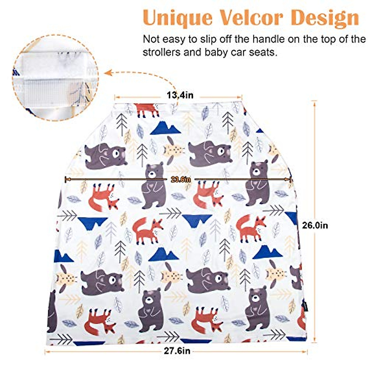 Baby Car Seat Cover, Nursing Cover for Breastfeeding, Baby Carseat Canopy for Boys and Girls, Infant Car Seat Cover, Multiuse Baby Shopping Cart/High Chair/Stroller Covers (Little Bear)