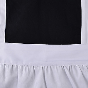 Love Potato Cute Sweet Retro Frilly Aprons for Girl Women's Kitchen Cooking Cleaning Maid Costume with Pocket (Black and White)