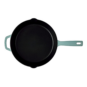 Milo by Kana 10-Inch Enameled Cast Iron Skillet | Nonstick Pre-Seasoned Cast Iron Grill Pan | Oven Proof and Dishwasher Safe | Cast Iron Cookware (Eucalyptus)