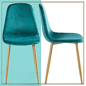 OKAKOPA Mid Century Green Dining Table Set for 4, Dining Room Rectangle Table and 4 Green Chairs, Small Space Dining Table Chairs Set (4 Pcs Green Chairs)