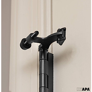 Ilyapa 6 Pack Matte Black Hinge Pin Door Stops - Heavy Duty Adjustable Stopper 2-1/2" x 1-3/4”, Door Stopper Wall Protector with Black Rubber Bumper Tips, Hinge Door Stop, Hinge Pin Door Stop 6 Pack