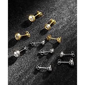 Moissanite Earrings for Men & Women, 0.3/0.5/1ct, VVS1 18k Rose Gold, Lab-Cut, Dazzling Sparkle, Round Bezel GRA Certified Diamond Studs, Hypoallergenic Flat Back Stud Earrings