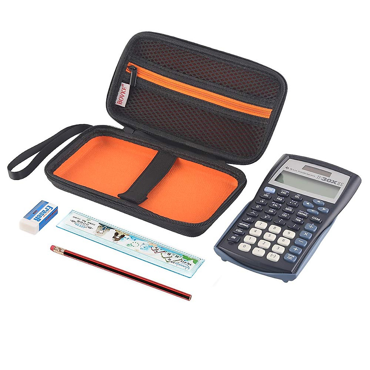 BOVKE Scientific Calculator Carrying Case Replacement for Texas Instruments TI-30X IIS 2-Line Scientific BA II Plus Financial Calculator, Black