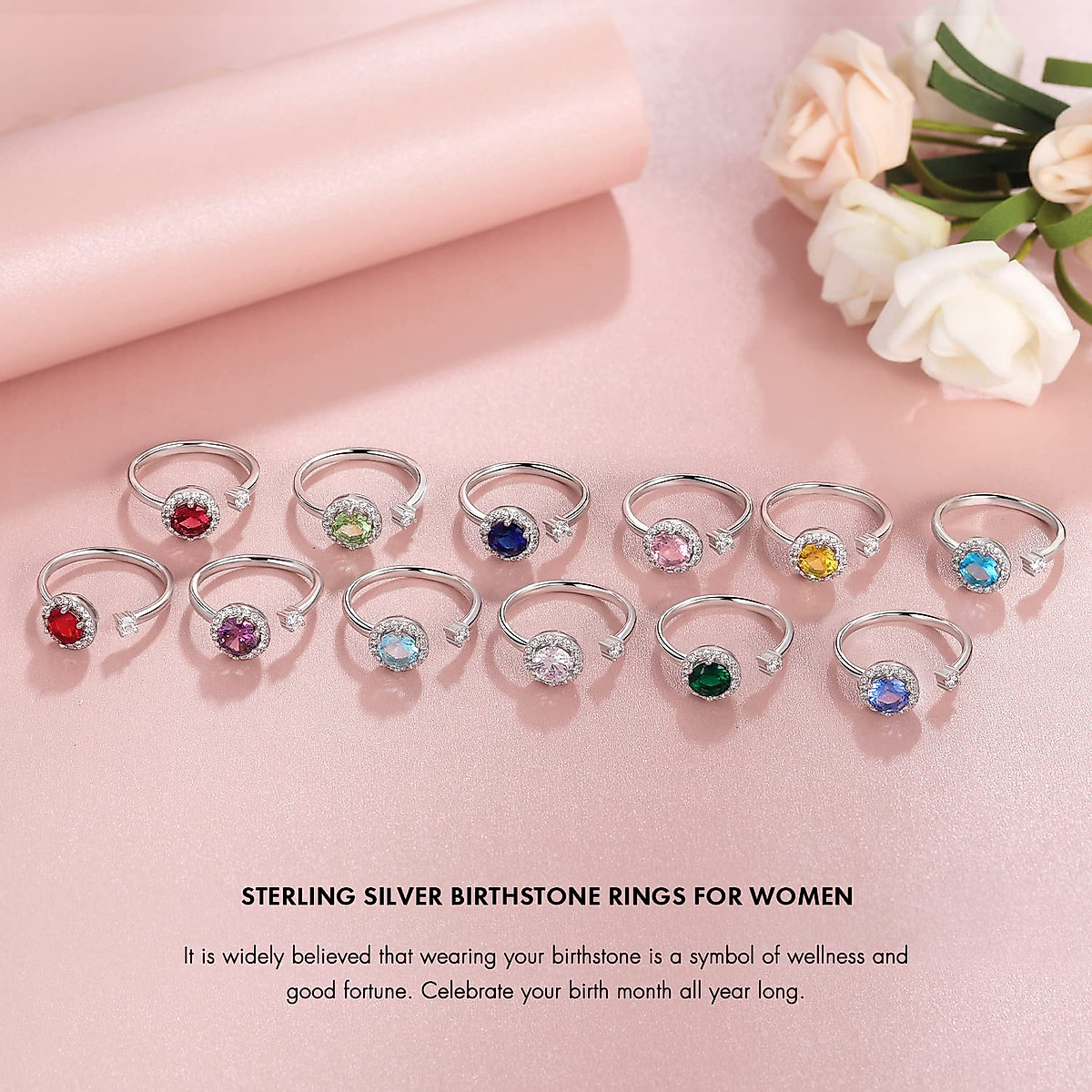 FOREVER QUEEN March Birthstone Rings for Women 925 Sterling Silver Womens Month Ring Adjustable Ring Anniversary Birthday Jewelry Gift Jewelry for Wife Mom Daughter