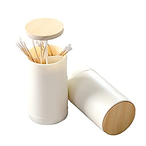 Pop-Up Qtip Holder Restroom Organizer - Q Tip Storage Organizer, Cotton Swab Holder, Q-tip Dispenser - Bathroom Accessories Set for Swabs, Floss