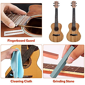 Tanstic 12Pcs Premium Guitar Luthier Tool Set Includes Fret Leveling Beam, 5Pcs Grinding File, Guitar Fret Crowning Luthier File, Fingerboard Guards and Cleaning Cloth for Guitar Bass Setup