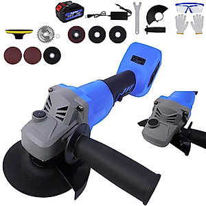 115MM Cordless Angle Grinder,Brushless Motor Grinder,Rechargeable Lithium Angle Grinder w/21V 3.0Ah Li-Ion Battery & Charger 4-1/2'' Saw Blade,10000 rpm for Cutting, Polishing,Grinding Woodworking