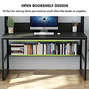 Tribesigns Computer Desk with Hutch,47 inches Home Office Desk with Space Saving Design with Bookshelf for Small Spaces (Black, 47)