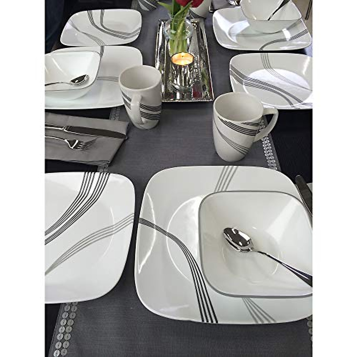 Corelle Boutique Square Urban Arc 16-Piece Dinnerware Set, Service for 4