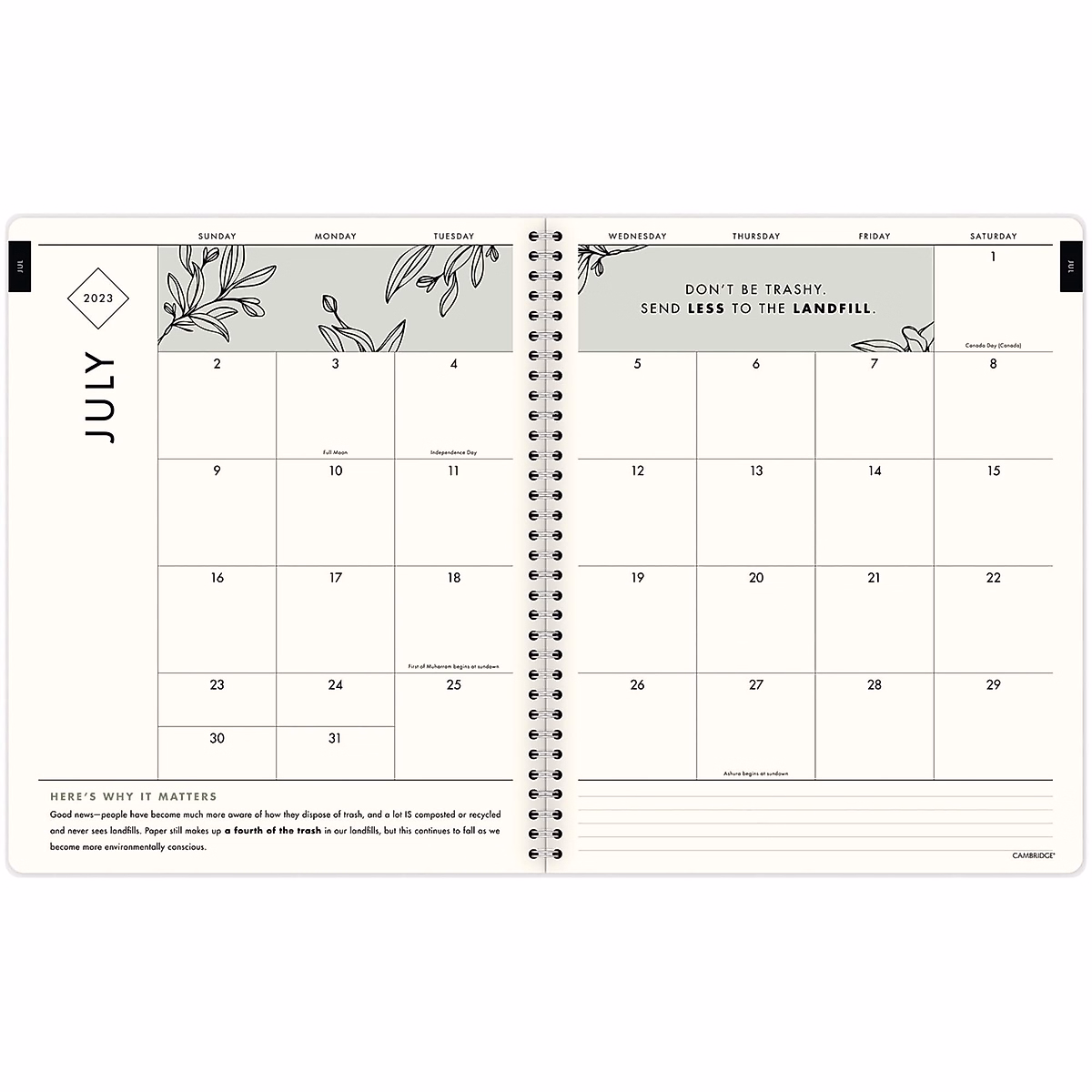 Cambridge greenpath Academic Year Weekly/Monthly Planner, greenpath Art, 11 x 9.87, Floral Cover, 12-Month (July to June): 2023 to 2024
