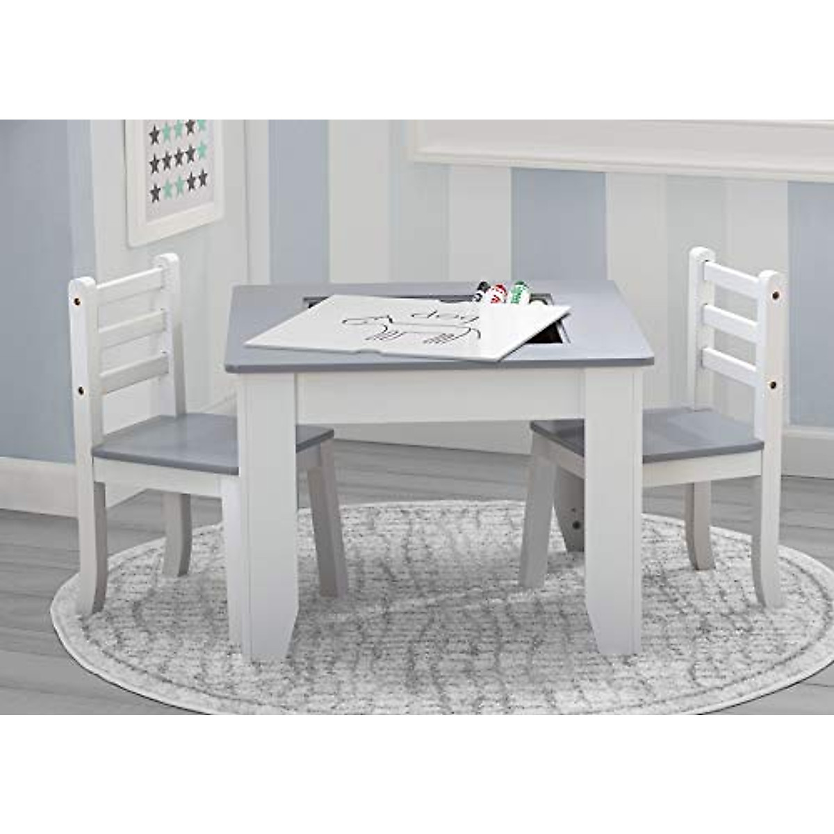 Delta Children Chelsea 3-Piece Table and Chairs Set with Storage