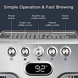 Geek Chef Espresso Machine 20 Bar, Espresso Coffee Maker with Fast Heating Automatic, Latte & Cappuccino Maker with Milk Frother Steam Wand, 1.8L Water Tank, Temperature Display, Stainless Steel