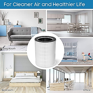 Letsport Air Purifier Replacement Filter, Fits Kokofit KJ510B Air Purifier, 3-in-1 Pre-Filter, H13 True HEPA Filter, Particle and Activated Carbon, White
