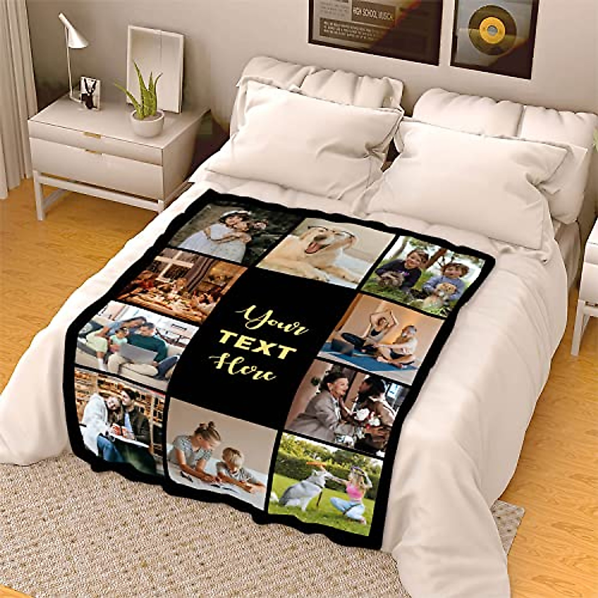 Personalized Photo Blanket For Couples, Friends, Family For Birthday, Anniversary, Christmas, Thanksgiving, Custom Collage And Text Blanket Gifts, Soft And Warm Premium Quality Blanket, Printed In USA