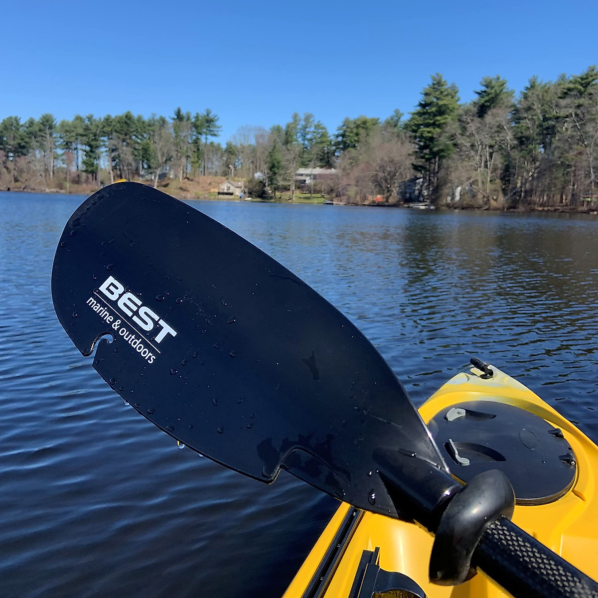 Best Marine and Outdoors Kayak Fishing Paddle, Adjustable 250cm Carbon Fiber Angler Oar with ABS Blades, 34oz Lightweight, 2 Piece Kayaking Accessories with 5ft Leash