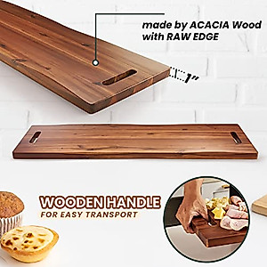 Tidita 36" Large Charcuterie Board with handles - Extra Long Wooden Serving Cheese Boards - Serving Platter for Meat, Party Appetizers, Outdoor & Fruits Display (Acacia Wood)