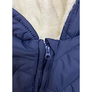 DINGDONG'S CLOSET Baby Boy Girl Winter Hooded Puffer Jacket Snowsuit with Gloves(Navy,9-12M)