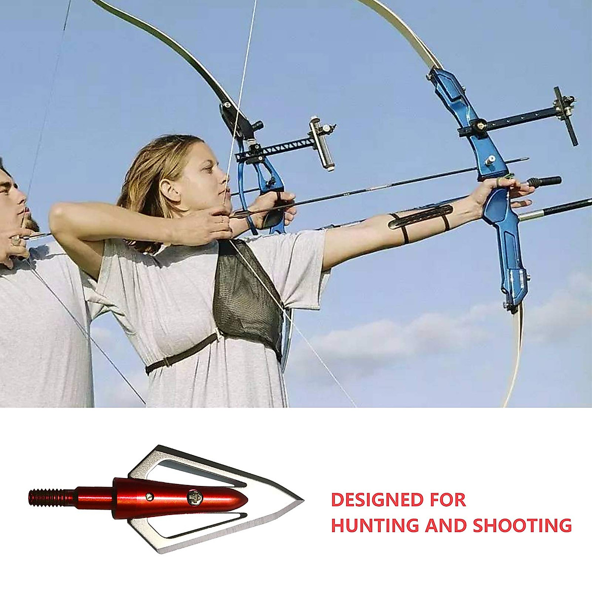 NC Hunting Arrowhead Cutting Blade Archery Broadhead Traditional Crossbow Compound Bow Arrowhead (red)