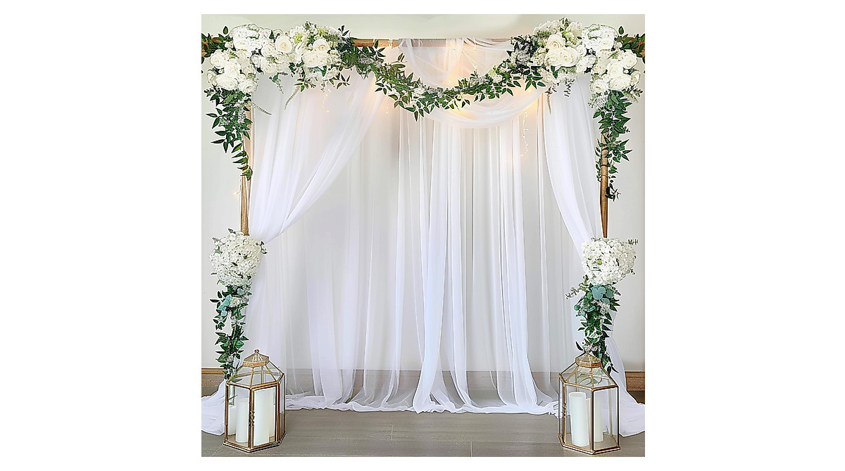 Elegant 10ft White Tulle Backdrop for Weddings & Events