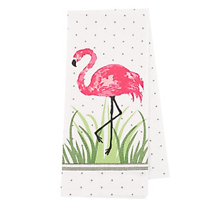 KAF Home Pantry Flamingo Kitchen Dish Towel Set of 4, 100-Percent Cotton, 18 x 28-inch