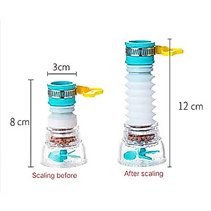 HUAFEI Faucet telescoptor, 720 degree splash faucet water filter made of soft PVC rubber, bamboo carbon zeolite and carbon for faucet nozzles, 3 only (Blue, pink, green)