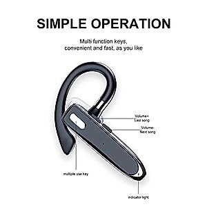 SZYCD Single Ear Bluetooth Earpiece V5.0 Wireless Headset,Long Time Standby Handsfree CVC 6.0 Noise Cancelling with Mic for iPhone Android Samsung Laptop Trucker Driver (Black)