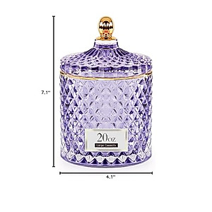 ALAMHI Candy Dish Glass Cookie Jar with Lid Candy Bowl for Office Desk Decor, Apothecary Jars Purple Bathroom Accessories Cute Room Decor Aesthetic, Q Tip Holder Decorative Glass Jewelry Box (20oz)