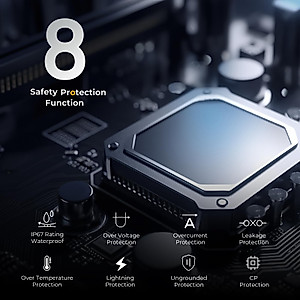 BougeRV Portable EV Charger Cable (16A, 25FT) EVSE Electric Vehicle Charging Station (NEMA6-20 with Adapter for NEMA5-15)