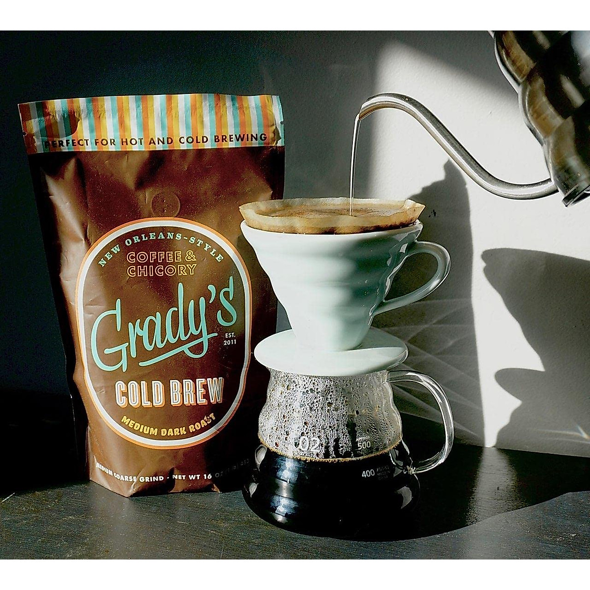 GRADY’S Cold Brew Coffee | Coarse Ground Coffee - Medium Dark Roast | New Orleans Style Coffee Perfect for Hot or Cold Brew Coffee | 1 LB Coarse Grounds