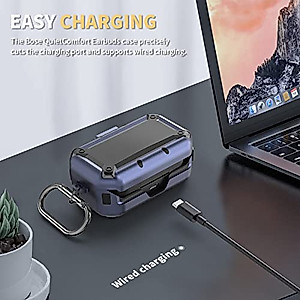 [Upgrade Lock] Case for Bose QuietComfort Earbuds Case (2020), WOFRO Military Armor Series Protective Cover Shock-Absorbing Scratch Resistant Hard Shell with Keychain(Blue)