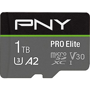 PNY 1TB PRO Elite microSDXC Memory Card - 100MB/s, UHS-I, 4K UHD, Full HD, A2, micro SD