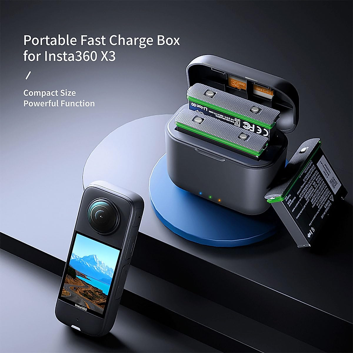 NBZZ 2 Packs 360 X3 Batteries with Charger Hub Fast Charge for Insta 360 ONE X3 Battery 1800mAh Insta 360 x3 Accessories with Misro SD Card Slots (Battery Charger Hub with 2 Batteries)
