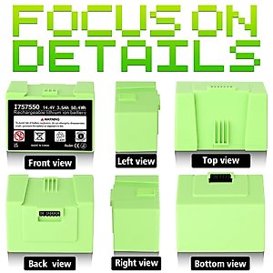 【UPGRADE】3.5Ah 14.4V Replace Battery for iRobot Roomba i7 Battery Replacement + i7 14.4Volt e/i Series J7 J7+ 7150 7550 e5 e5152 e5154 e6 i3 i3+ i4 i4+ Vacuum Cleaner irobot i7 replacement battery