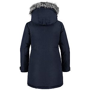 wantdo Women's Winter Hooded Thick Puffer Coat Insulated Long Parka Navy S