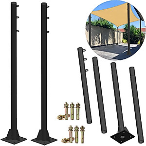 Shade Sail Poles Kit Enlarged Diameter Thickening, 9Ft Sun Shade Sail Poles Support Awning Canopy, Outdoor Heavy Duty String Light Steel Pole Post for Outside Deck Patio Backyard Wedding