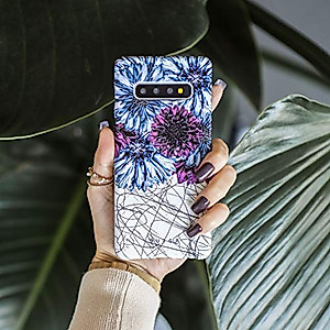BURGA Phone Case Compatible with Google Pixel 6 PRO - Hybrid 2-Layer Hard Shell + Silicone Protective Case -Dazzling Purple Dahlia Floral Print Pattern Doodle - Scratch-Resistant Shockproof Cover