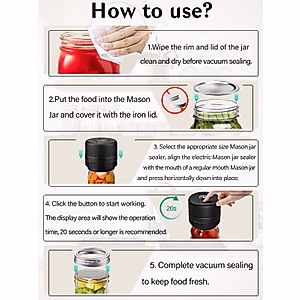 Electric Vacuum Sealer Kit - Wide & Regular Mouth Mason Jar Vacuum Sealer for Food Storage