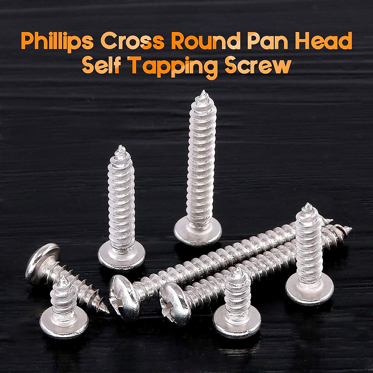 Rustark 150Pcs M5 304 Stainless Steel Round Pan Head Phillips Cross Screws Drive Self-Drilling Screws Assortment Kit