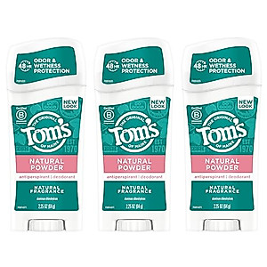 Tom's of Maine Antiperspirant Deodorant for Women, Natural Powder, 2.25 oz. 3-Pack