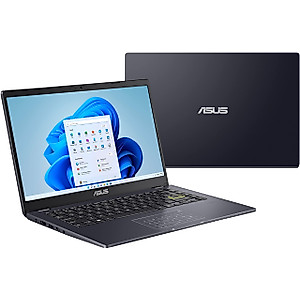 Newest Flagship ASUS E410, 14" HD (1366 x 768), Intel Pentium N4020, 4 GB LPDDR4, 64GB eMMC, Intel HD Graphics 500, Windows 10 Home in S Mode, Black, with Kwalicable Accessory Bundle
