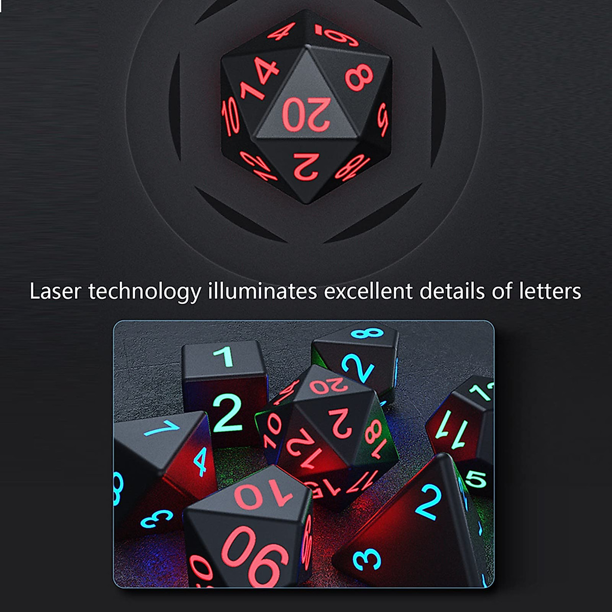 Light Up Dice,DND Dice Rechargeable with Charging Box,7 PCS LED Dice,Dungeons and Dragons Dice Polyhedral Dice Sets for Tabletop Games (Glowing dice)