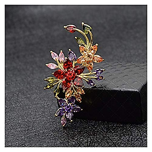 Jfsmgs Brooch Cubic Zirconia Flower Brooches for Women Elegant Luxury Fashion Plant Pin Autumn 3 Colors (Metal Color : Mix)